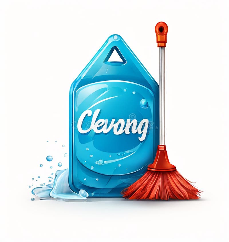 Cleaning Service Concept. Vector Illustration of Cleaning Bucket and Broom on White Background ...