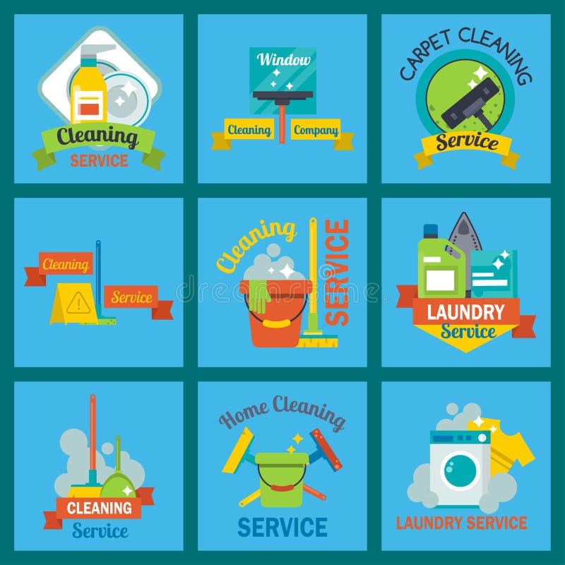 Cleaning Service Emblems Labels Design Home Household Symbol Work Brush ...