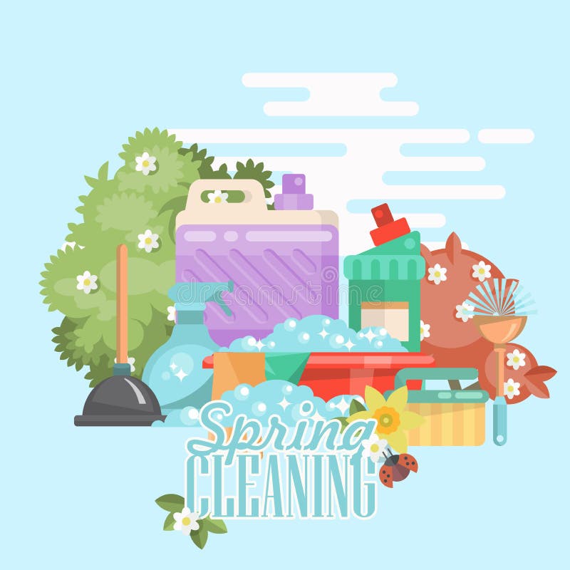 Spring Cleaning Banner. Cleaning Service 24 Hours Vector Illustration ...