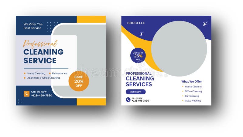 Cleaning Service Social Media Post Template Design Stock Vector ...