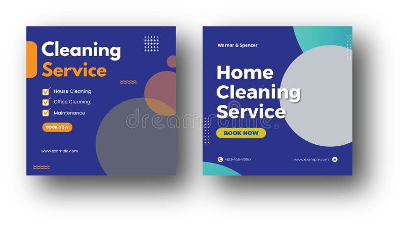 Cleaning Service Social Media Post Template Design Stock Vector ...