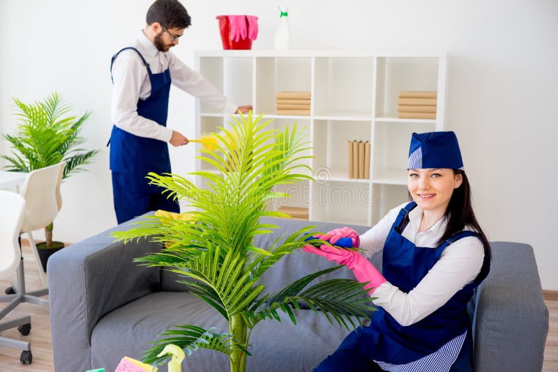 Cleaning service team stock image. Image of interior - 96319411
