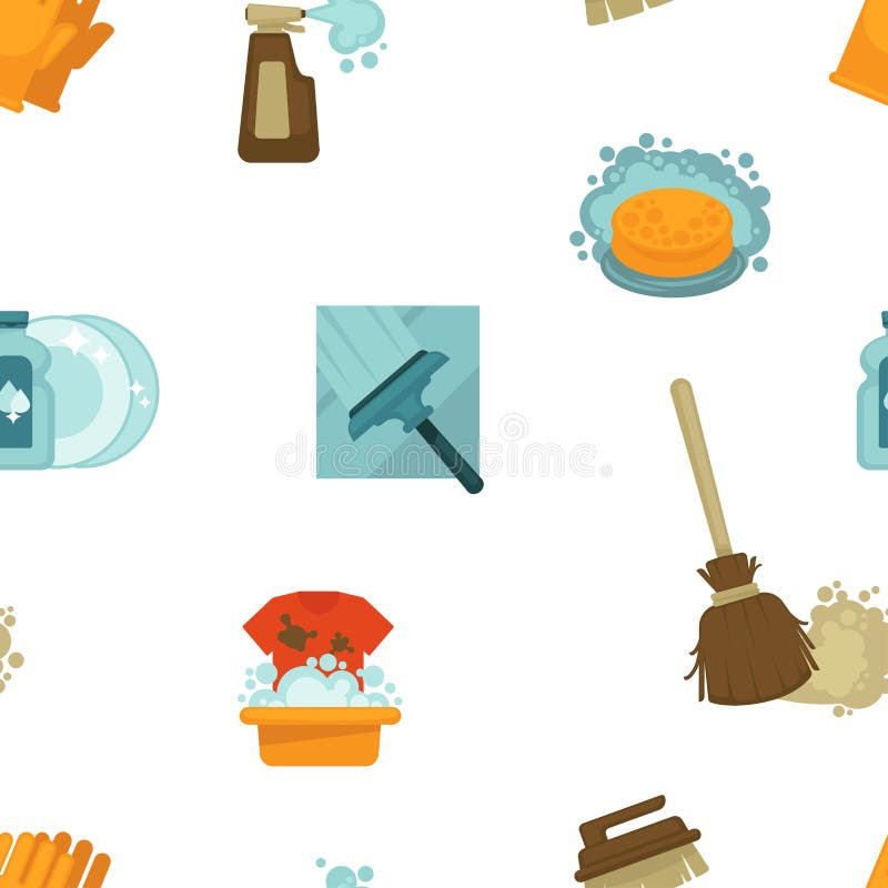 Cleaning Service, Tools and Instruments Seamless Pattern Vector Stock ...