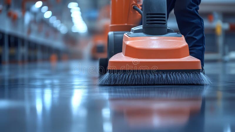 Cleaning Service Using Floor Cleaning Machine in Warehouse Stock ...
