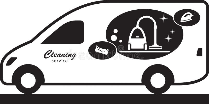 Cleaning service van stock vector. Illustration of modern - 159339400