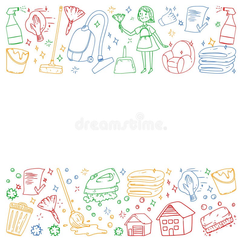 Cleaning Services Company Vector Seamless Pattern Stock Illustrations ...
