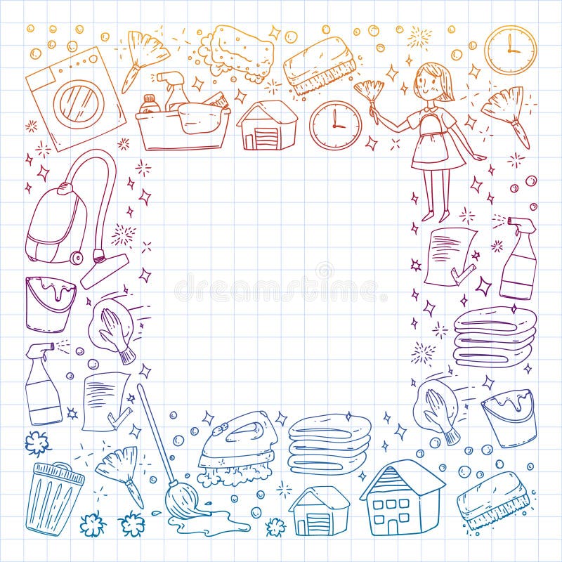 Cleaning Services Company Vector Pattern, Squared Notebook Stock ...