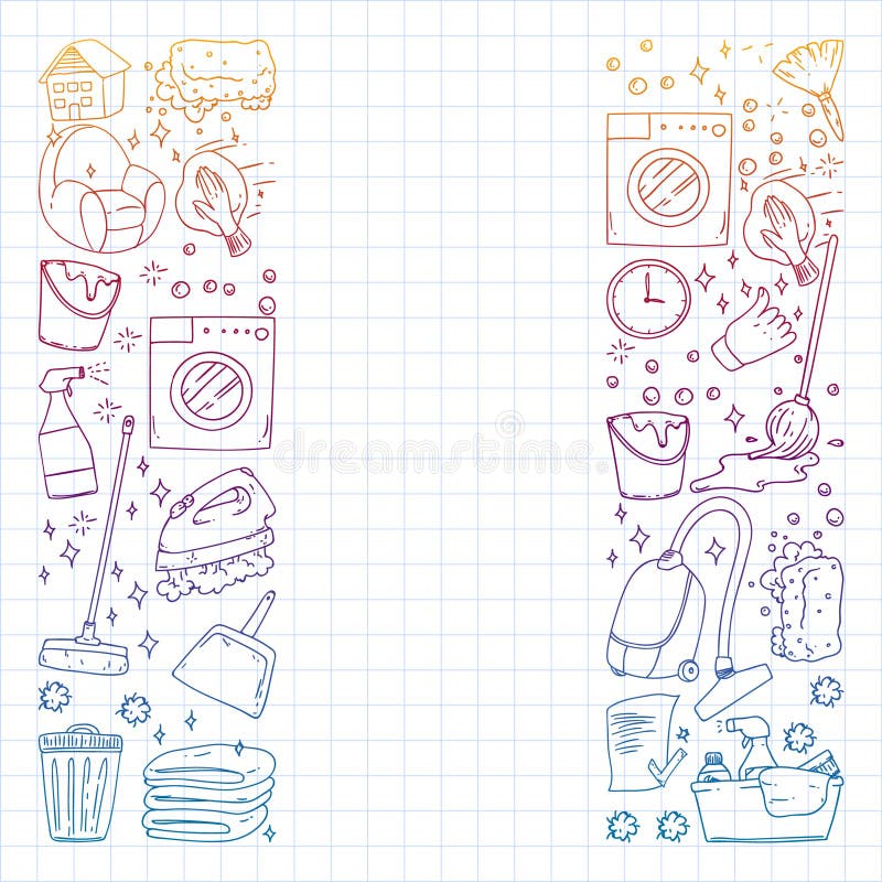 Cleaning Services Company Vector Pattern, Squared Notebook Stock ...