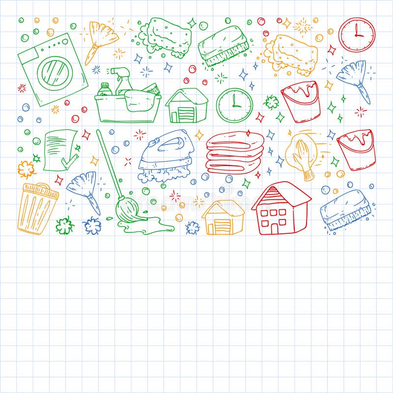 Cleaning Services Company Vector Pattern, Squared Notebook Stock Vector ...