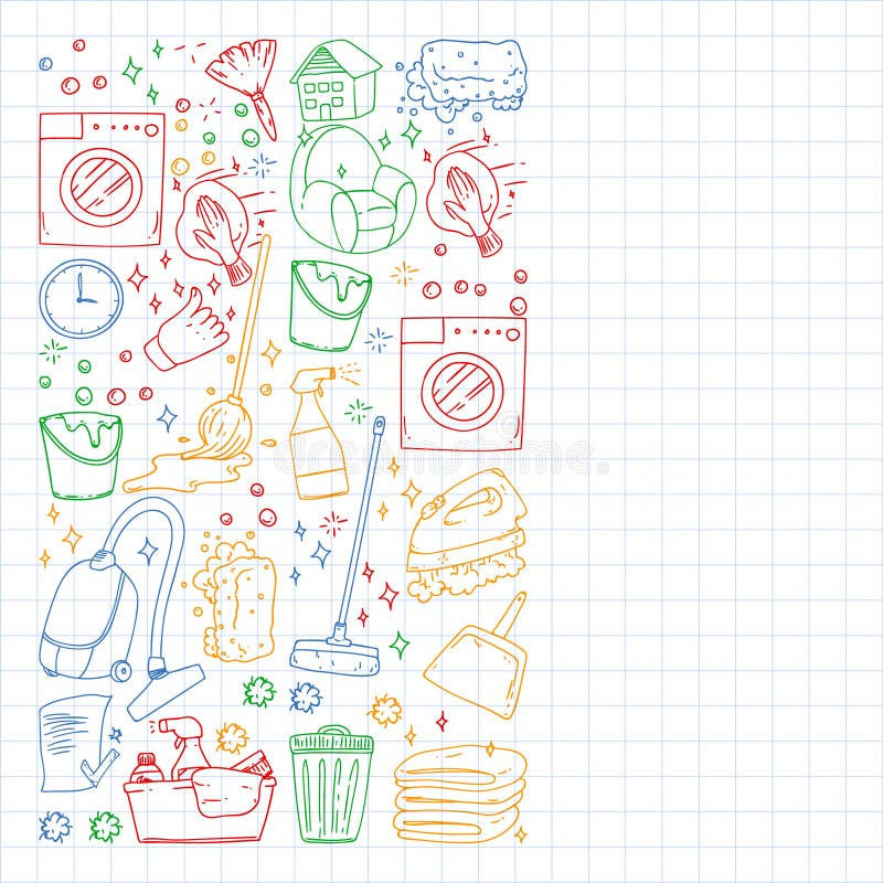 Cleaning Services Company Vector Pattern, Squared Notebook Stock Vector ...