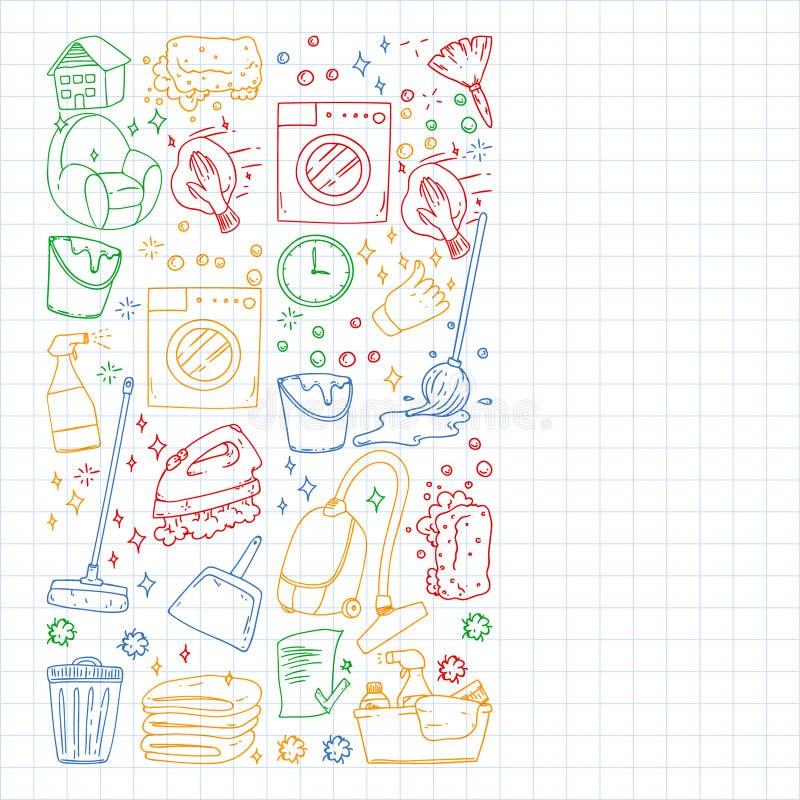 Cleaning Services Company Vector Pattern, Squared Notebook Stock Vector ...