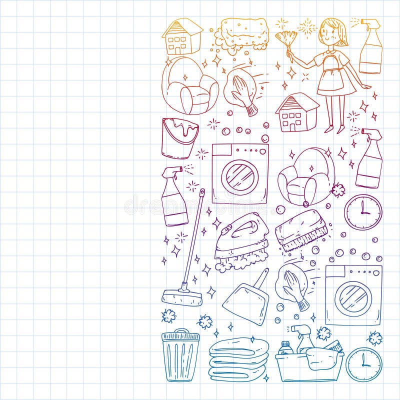 Cleaning Services Company Vector Pattern, Squared Notebook Stock Vector ...