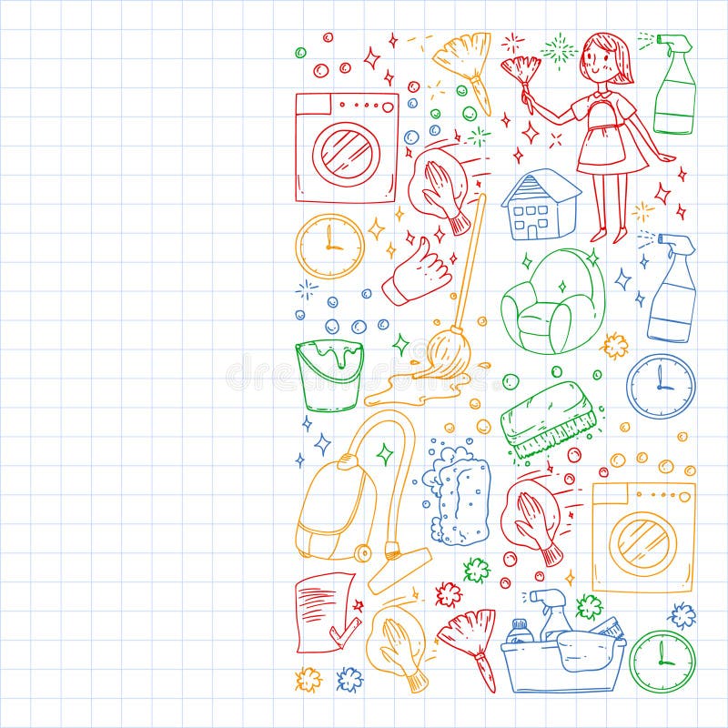 Cleaning Services Company Vector Pattern, Squared Notebook Stock Vector ...
