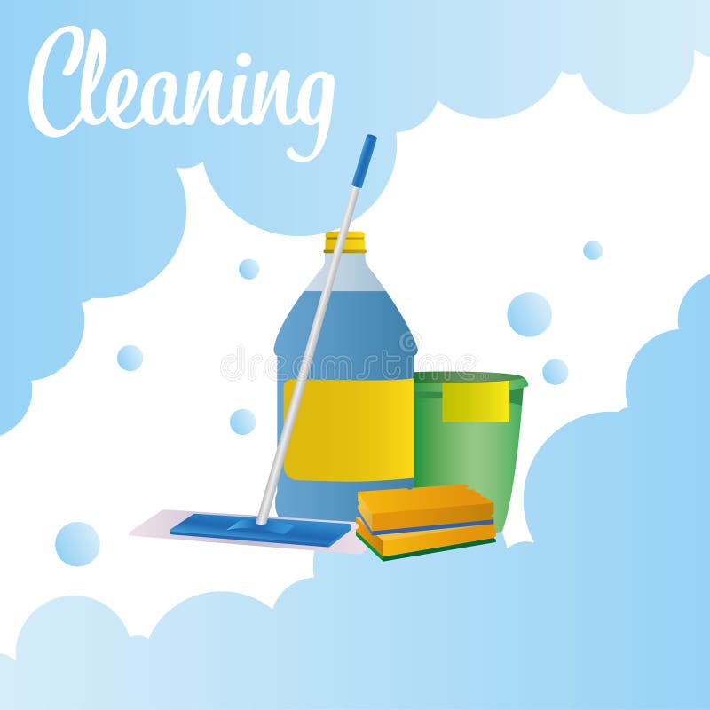 Cleaning Services Concept Poster with Cleaning Products Vector Stock ...