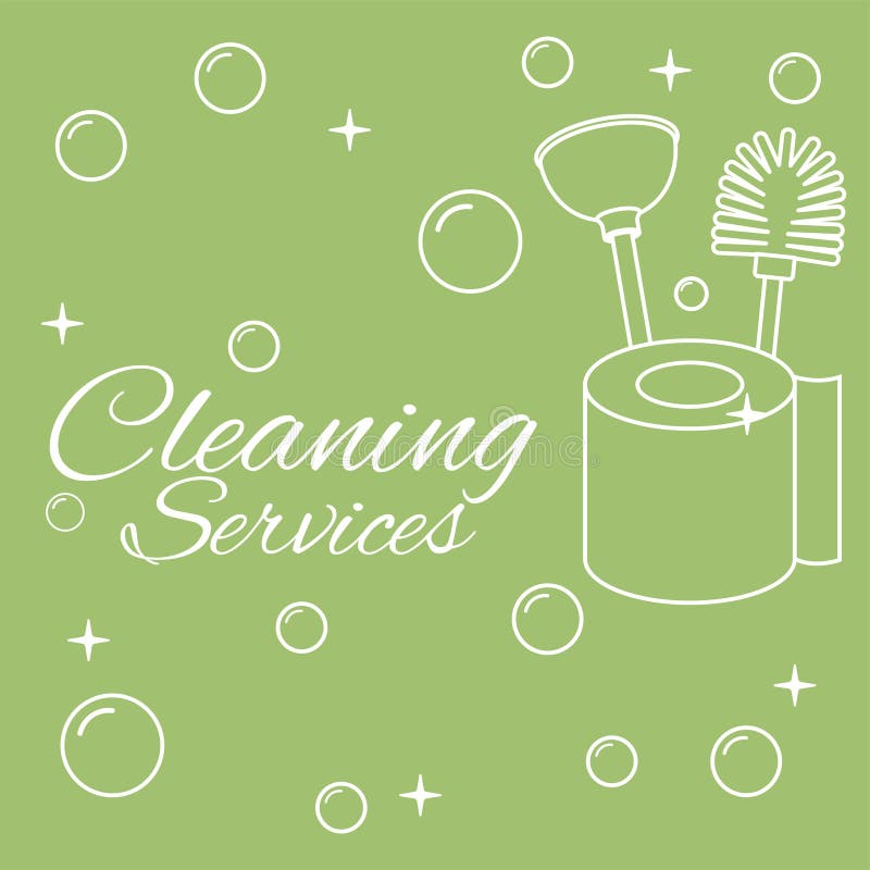 Cleaning Services Green Poster with Bathroom Items Vector Stock Vector ...