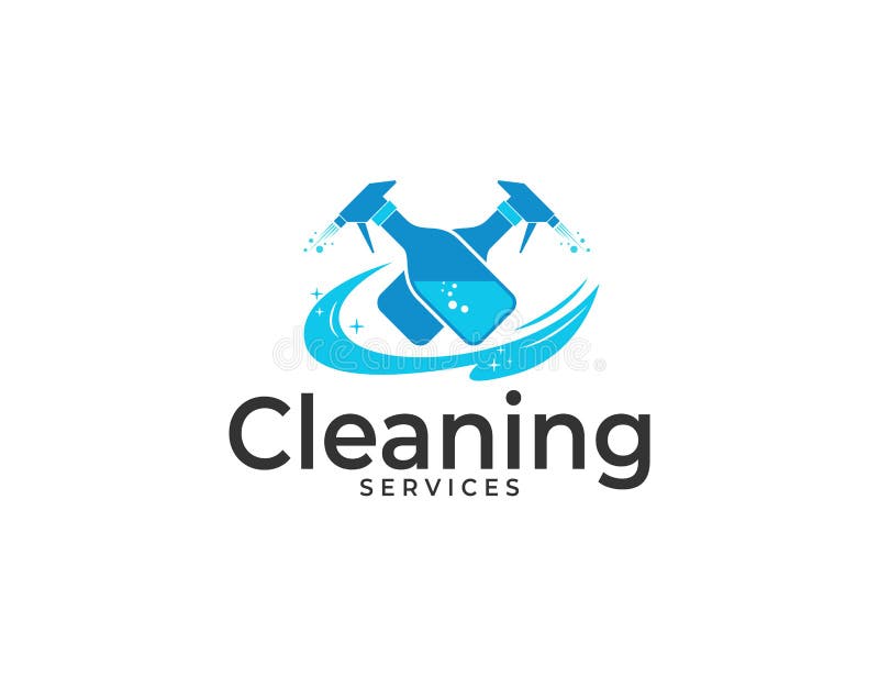 Cleaning Services Logo with Double Bottle Spray Illustration Stock ...