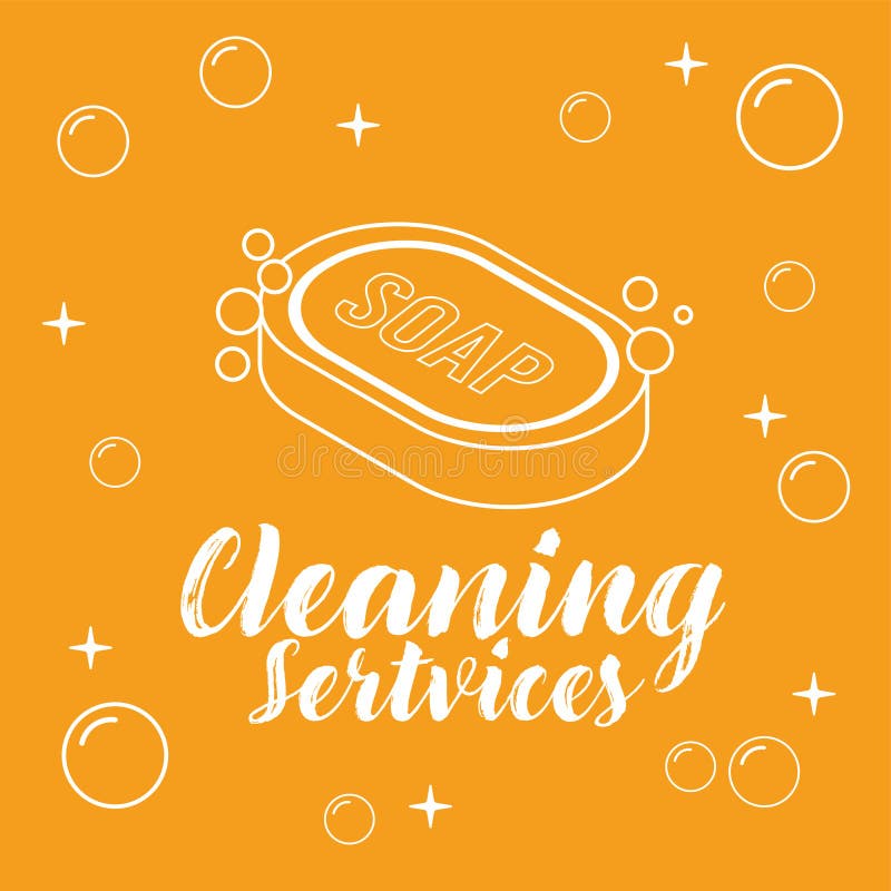 Cleaning Services Poster with Isolated Soap Icon Vector Stock Vector ...