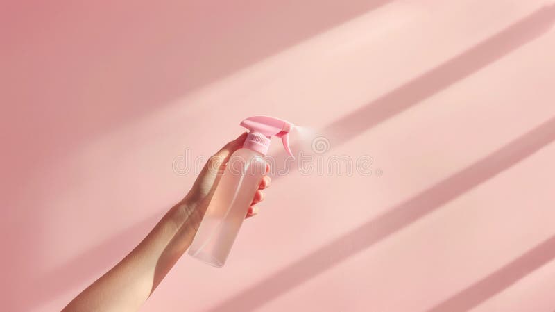 Cleaning a Shiny Surface with a Hand-held Spray Bottle, Showcasing ...