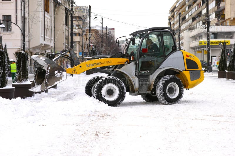 Cleaning the Snow from the Street Editorial Stock Image - Image of road ...