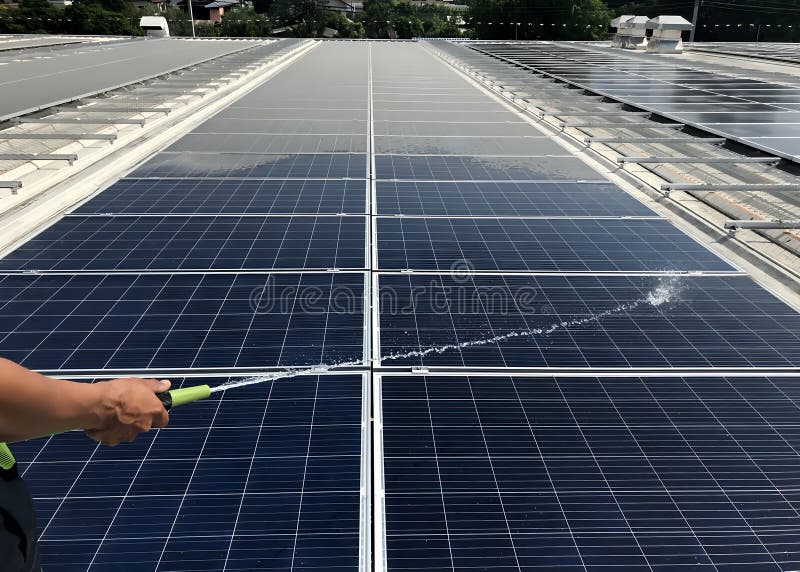 Cleaning Solar Photovoltaic (PV) Panels Activity Stock Image - Image of ...