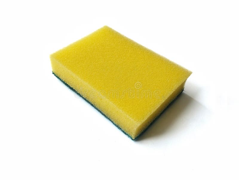 Cleaning Sponge Isolated on White Background with High Angle View Setup ...