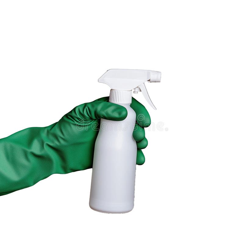 Cleaning Spray Bottle with Green Glove on Transparent Background Stock ...