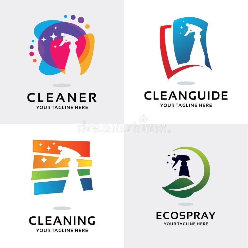 Cleaning Spray Logo Set Design Template Collection Stock Vector ...
