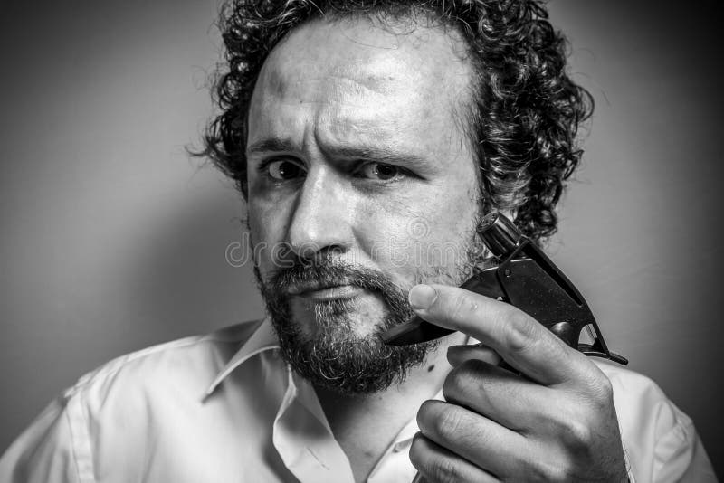 Cleaning Spray, Man with Intense Expression, White Shirt Stock Photo ...