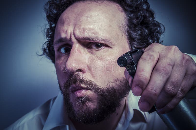 Cleaning Spray, Man with Intense Expression, White Shirt Stock Image ...