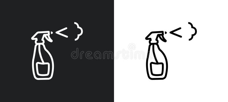 Cleaning Spray Outline Icon in White and Black Colors. Cleaning Spray ...