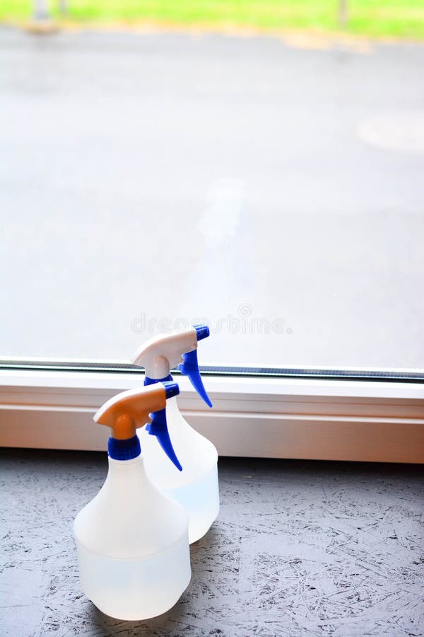 Cleaning Sprayers, Plastic Cans, for Cleaning Stock Photo - Image of ...