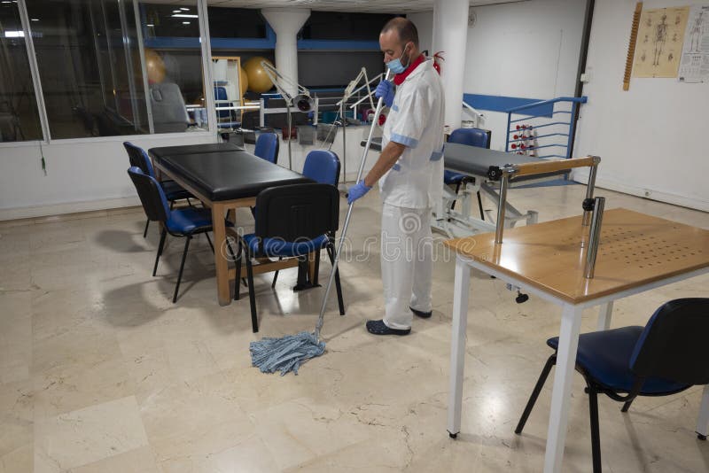 Cleaning Staff Cleaning Hospital Rooms Stock Photo - Image of cleaning ...