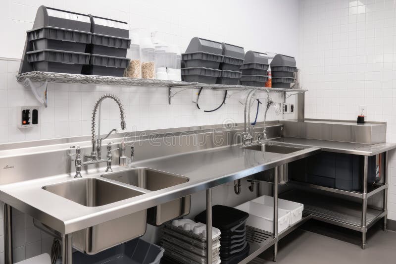 Cleaning Stations with Sinks, Soap Dispensers and Drying Racks for ...