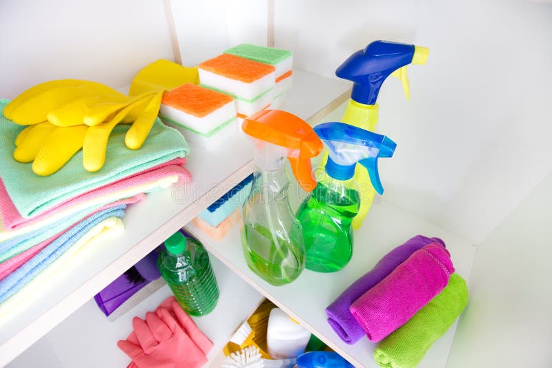 Cleaning Supplies in Pantry Stock Image - Image of cleaner, cleaning ...