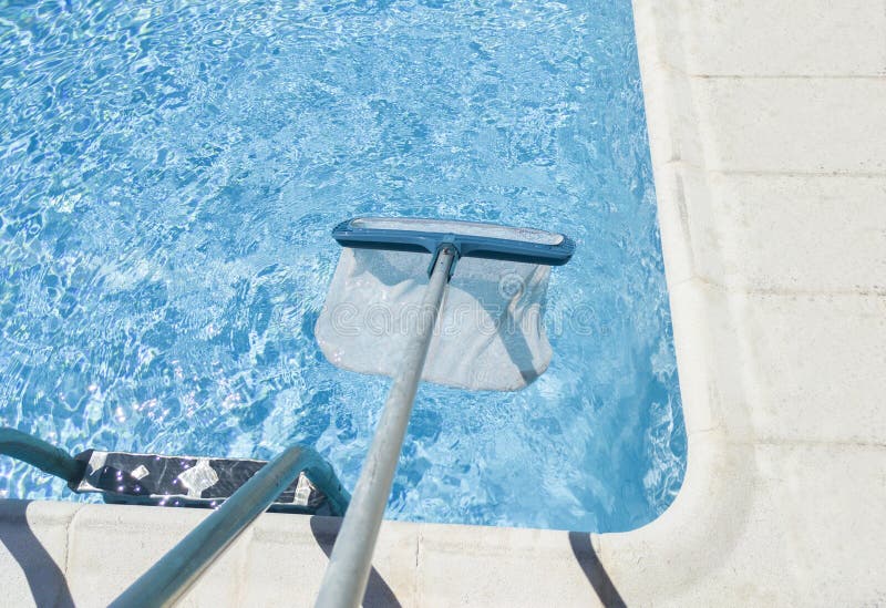 Cleaning Surface of Pool with Scoop Net Stock Photo - Image of debris ...