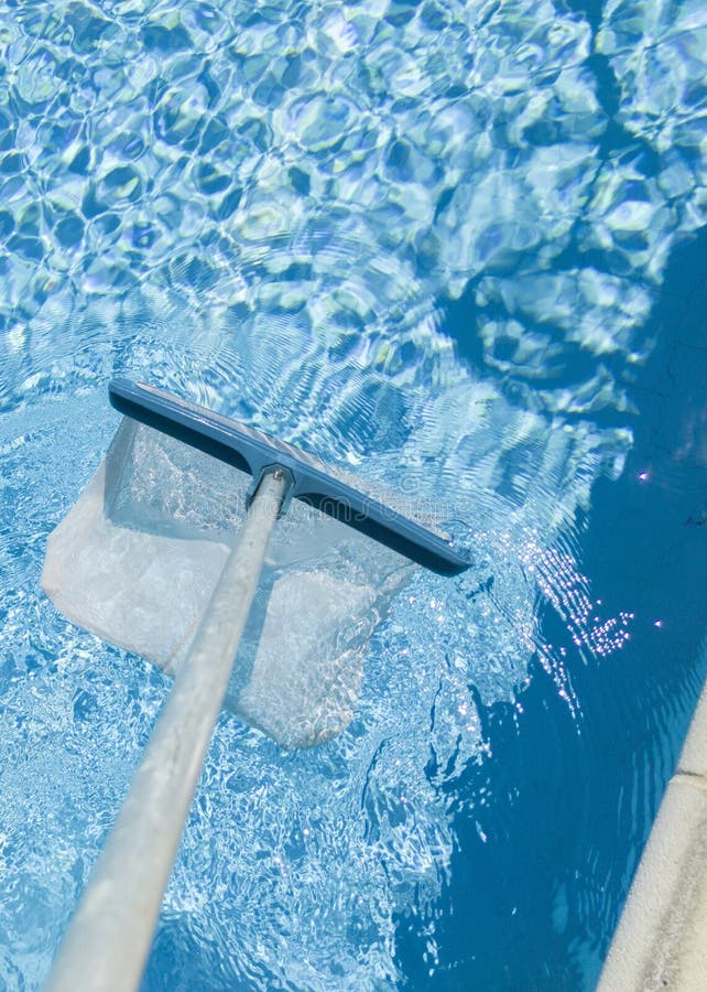Cleaning Surface of Pool with Scoop Net Stock Image - Image of pool ...