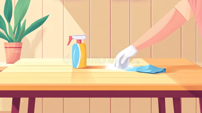 Cleaning Table Illustration: a Fresh Start Stock Photo - Image of ...