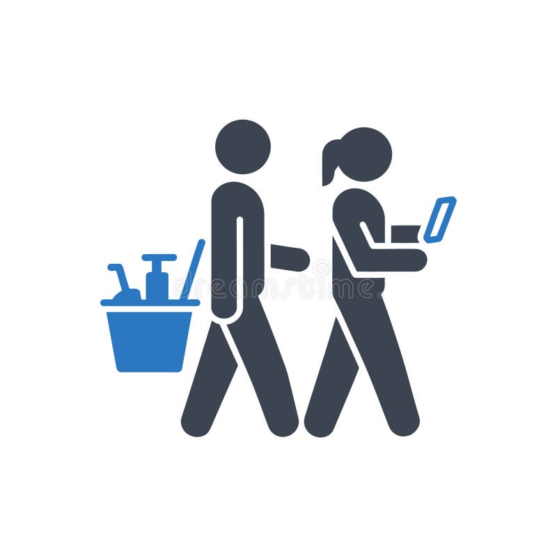 Cleaning Team Service Workers Icon Stock Vector - Illustration of sign ...