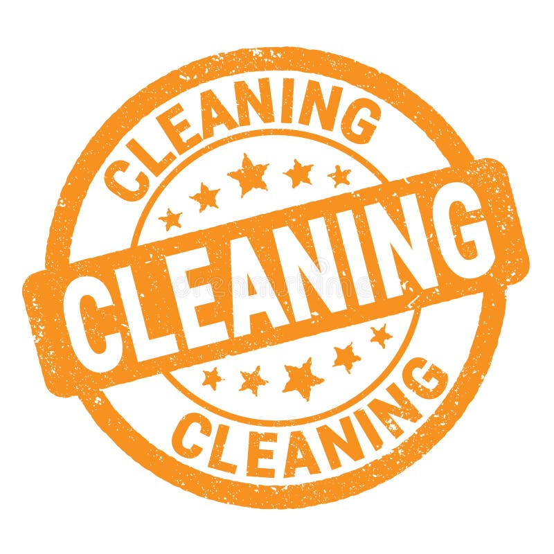 CLEANING Text Written on Orange Round Stamp Sign Stock Illustration ...