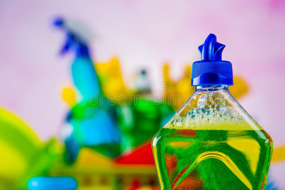 Cleaning Theme with Cleaning Stuff Stock Photo - Image of sponge ...