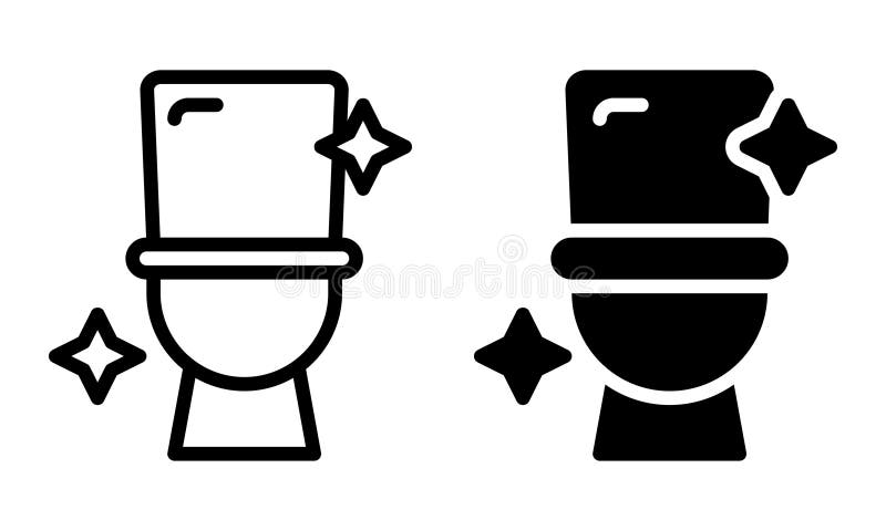 Cleaning Toilet Icon with Outline and Glyph Style. Stock Vector ...