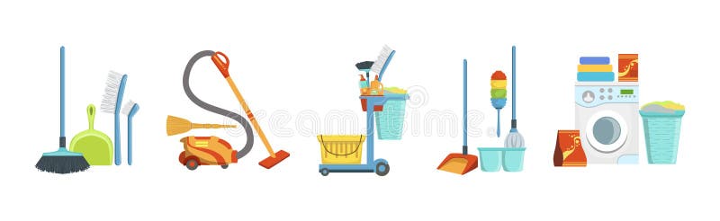 Cleaning Tool and Equipment for Household Activity Vector Set Stock ...
