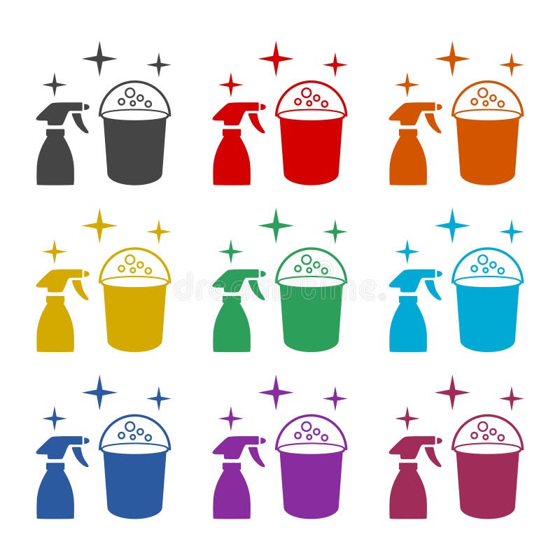Cleaning Tools Icon, Color Set Stock Vector - Illustration of gift ...