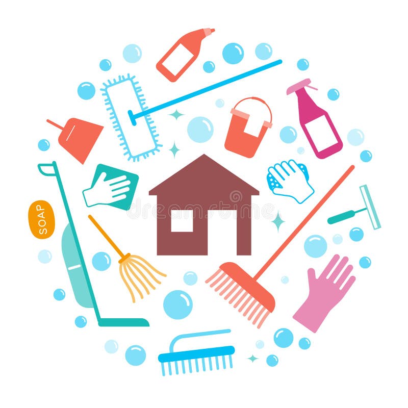 Cleaning Tools Icon Set, Vector Illustration Stock Vector ...