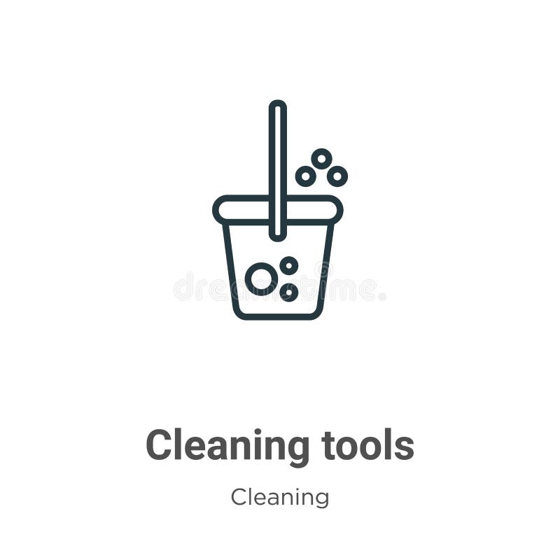 Cleaning Tools Outline Vector Icon. Thin Line Black Cleaning Tools Icon ...