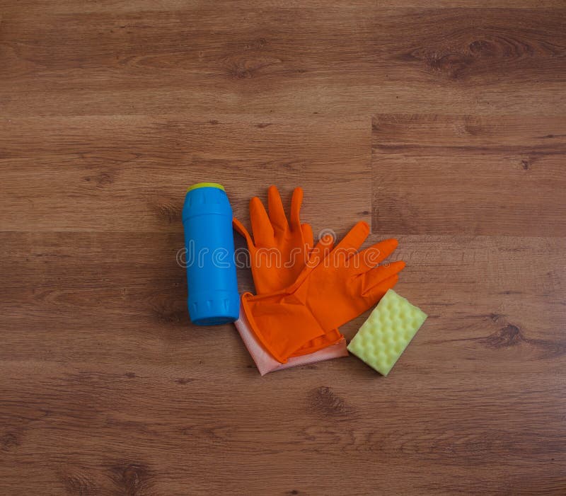 Cleaning Tools on a Parquet Floor Stock Photo - Image of cloth ...