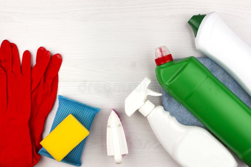 Cleaning Tools. Set of Cleaning Supplies - Spray and Cleaning Agent ...