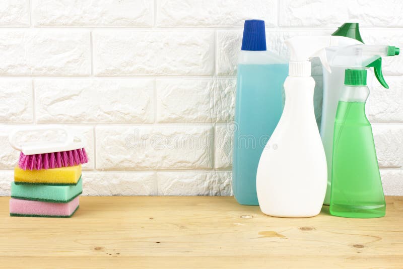 Cleaning Tools. Set of Cleaning Supplies - Spray and Cleaning Agent on ...
