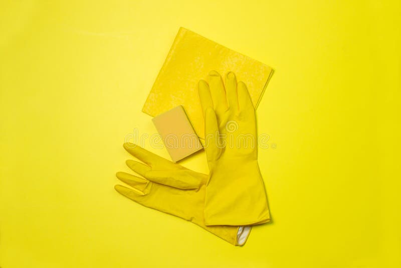 Cleaning Tools on a Yellow Background. Cleanliness Concept Stock Image ...