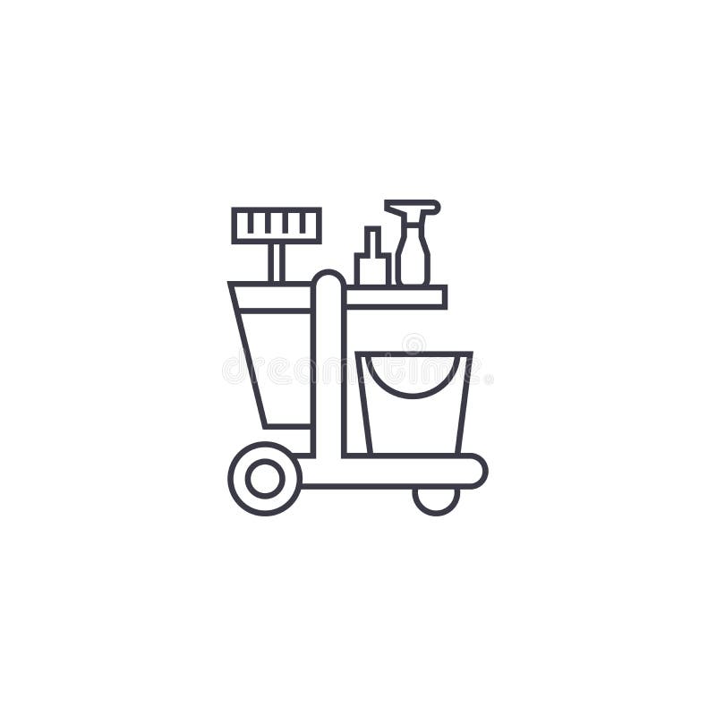 Cleaning of Trolley Vector Icon.Outline Vector Icon Isolated on White ...